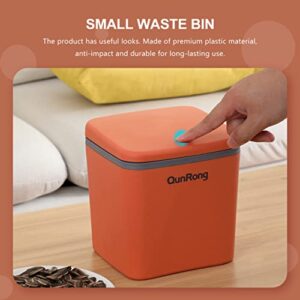 STOBOK Can: Powder with Bathroom Bedroom Desktop Lovely Desk Top Lid Can Multi- Small Pot Orange Garbage Rubbish Home Bin Automotive Bucket Dustbin Container Press Kitchen