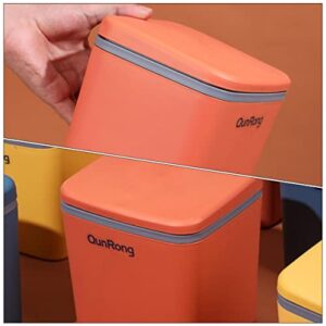 STOBOK Can: Powder with Bathroom Bedroom Desktop Lovely Desk Top Lid Can Multi- Small Pot Orange Garbage Rubbish Home Bin Automotive Bucket Dustbin Container Press Kitchen