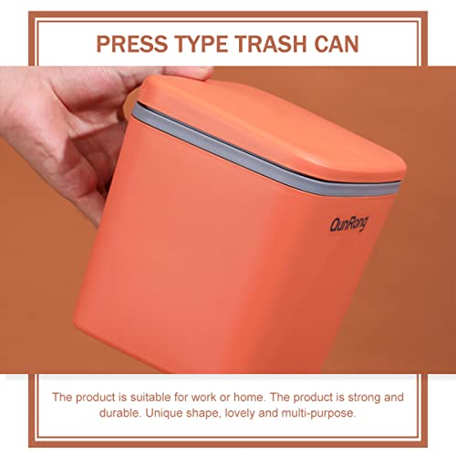 STOBOK Can: Powder with Bathroom Bedroom Desktop Lovely Desk Top Lid Can Multi- Small Pot Orange Garbage Rubbish Home Bin Automotive Bucket Dustbin Container Press Kitchen