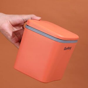 STOBOK Can: Powder with Bathroom Bedroom Desktop Lovely Desk Top Lid Can Multi- Small Pot Orange Garbage Rubbish Home Bin Automotive Bucket Dustbin Container Press Kitchen