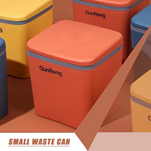 STOBOK Can: Powder with Bathroom Bedroom Desktop Lovely Desk Top Lid Can Multi- Small Pot Orange Garbage Rubbish Home Bin Automotive Bucket Dustbin Container Press Kitchen