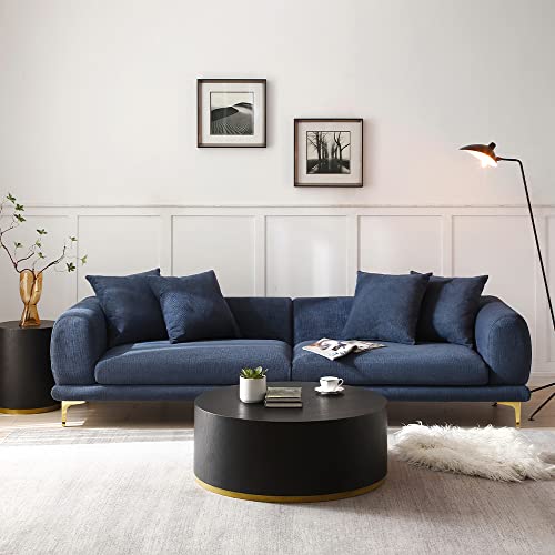 LyuHome Modern Sofa loveseat, 3 Seat Sofa Couch for Living Room, Comfy Couch, Deep Seat Sofa, mid-Century upholstered Sofa for Bedroom, Apartment 107inch (Blue)