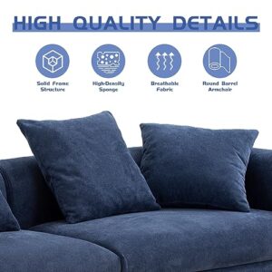 LyuHome Modern Sofa loveseat, 3 Seat Sofa Couch for Living Room, Comfy Couch, Deep Seat Sofa, mid-Century upholstered Sofa for Bedroom, Apartment 107inch (Blue)