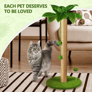 Dohump Cat Scratching Post, 31" Tall Scratch Tree with Premium Sisal Rope, Two Interactive Dangling Balls and Spring Ball Toys for Indoor Kittens and Cats