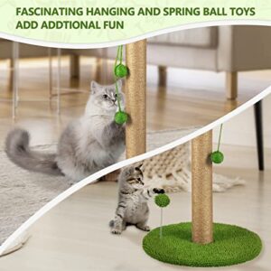 Dohump Cat Scratching Post, 31" Tall Scratch Tree with Premium Sisal Rope, Two Interactive Dangling Balls and Spring Ball Toys for Indoor Kittens and Cats