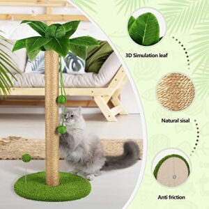 Dohump Cat Scratching Post, 31" Tall Scratch Tree with Premium Sisal Rope, Two Interactive Dangling Balls and Spring Ball Toys for Indoor Kittens and Cats