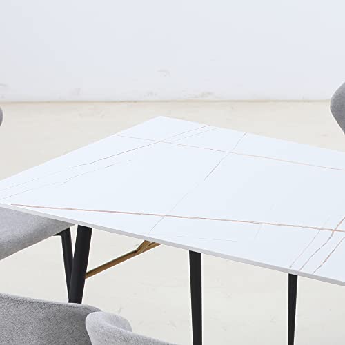 HomSof Ceramic Tile Small Space Dining Table Walnut Desk Top for Kitchen Living Room or Office, 70", White 1