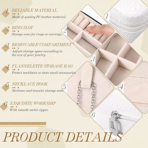 Yinkin 12 Pcs Mini Travel Jewelry Case Bridesmaid Proposal Gift Boxes Small Jewelry Organizer PU Leather Earring Organizer Box Bulk Travel Accessories Portable Travel Jewelry Holder (White)