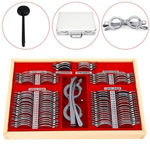 104 pcs Optical Trial Lens Set,Metal Rim Optometry Kit Box + A Free Trial Frame,Optometry Test Trial Frame,Ophthalmic lense(104 PCS)