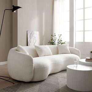 LyuHome Curved Sofa Couch for Living Room, Small Cream Couch, Mid-Century Modern Comfy Cloud Couch for Small Spaces,Bedroom Apartment 94" Beige