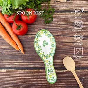 UPware Melamine Spoon Rest Spoon Holder Kitchen Utensil Holders 9.625 Inch for Kitchen Counter Dining Table (Shamrock)