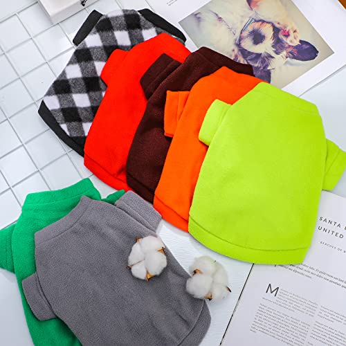 7 Pcs Dog Fleece Sweaters Dog Sweatshirt Winter Dog Outfits Soft Fleece Puppy Sweater Outfits for Chihuahua Yorkshire Pets Dog Cat (Solid, S(Neck: 8.27", Chest: 13.78", Back: 9.84"))