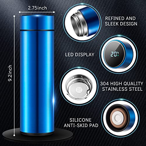 6 Pieces Coffee Bottle with LED Temperature Display Water Bottle Double Walled Smart Water Bottles Tea Infuser Bottle Stainless Steel Thermal Cup Travel Mug Keeps Water Cold and Warm (Multicolor)