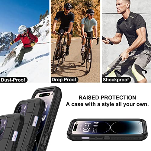 Annymall for iPhone 14 Pro Max Case with 2 Screen Protector,Full Body Shockproof Drop Protection Dust Proof Heavy Duty 3-Layer Military Rugged Durable Cover for Apple iPhone 14 Pro Max 6.7" (Black)