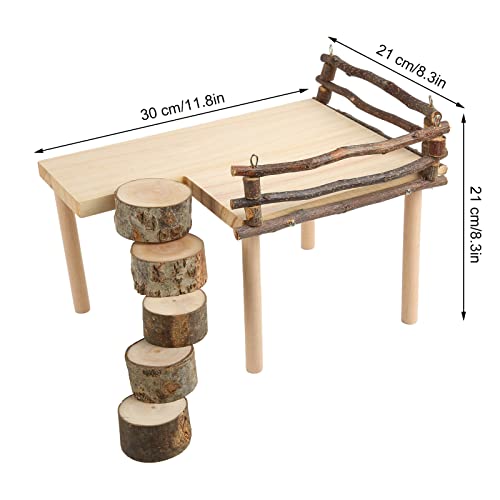 Hamster Exercise Ladder Climbing Platform Hamster Climbing Platform Multipurpose Hamster Platform 2 Layer Wooden Hamster Playing Activity Platform for Small Pets Hamster