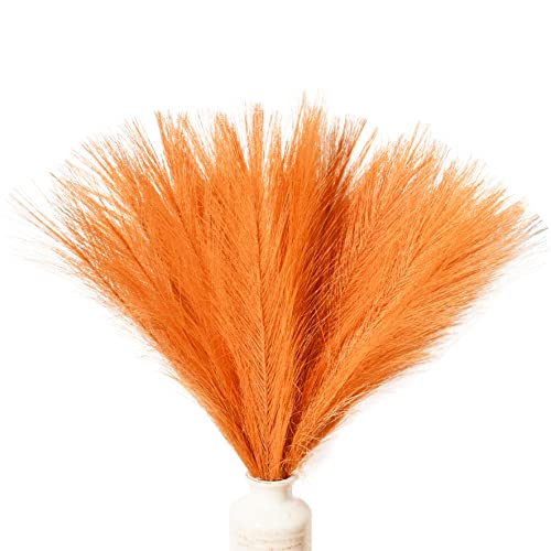 ONLY ART 20pcs Orange Artificial Silk Pampas Grass 17” for Mother's Day Home Kitchen Wedding Party Special Event Spring Holiday Decorations