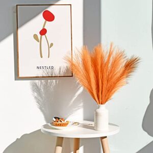 ONLY ART 20pcs Orange Artificial Silk Pampas Grass 17” for Mother's Day Home Kitchen Wedding Party Special Event Spring Holiday Decorations