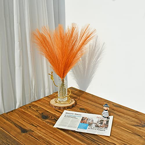 ONLY ART 20pcs Orange Artificial Silk Pampas Grass 17” for Mother's Day Home Kitchen Wedding Party Special Event Spring Holiday Decorations