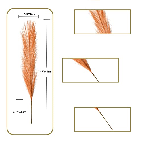 ONLY ART 20pcs Orange Artificial Silk Pampas Grass 17” for Mother's Day Home Kitchen Wedding Party Special Event Spring Holiday Decorations