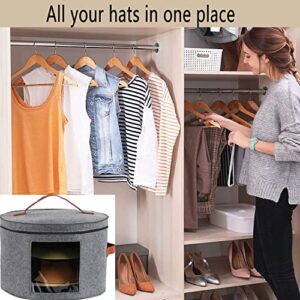 Yofuhope Cowboy Hat Box Organizer,Hat Boxes for Women & Men Storage, Hat Box for Travel, Foldable Round Hats Cap Organizer with Dustproof Lid,Stuffed Animal Toy Storage (Grey)