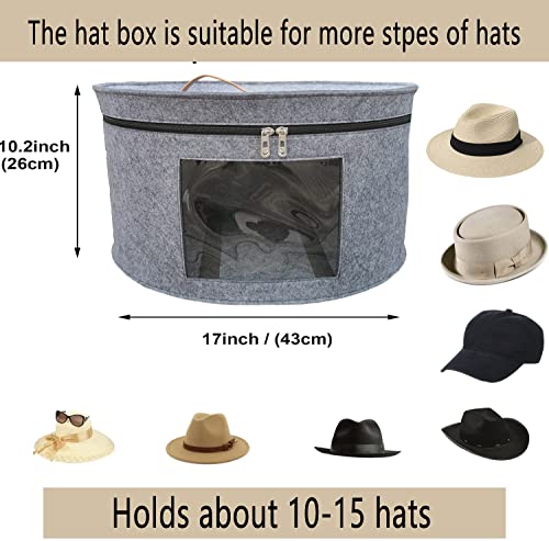 Yofuhope Cowboy Hat Box Organizer,Hat Boxes for Women & Men Storage, Hat Box for Travel, Foldable Round Hats Cap Organizer with Dustproof Lid,Stuffed Animal Toy Storage (Grey)