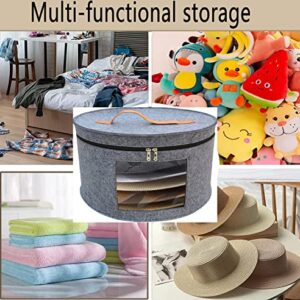 Yofuhope Cowboy Hat Box Organizer,Hat Boxes for Women & Men Storage, Hat Box for Travel, Foldable Round Hats Cap Organizer with Dustproof Lid,Stuffed Animal Toy Storage (Grey)