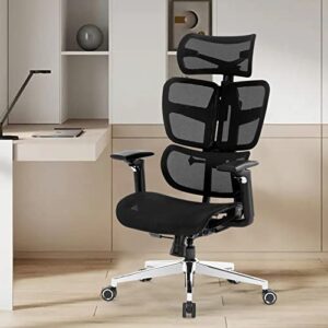 Office Chair Ergonomic Desk Chair - Curved Cushion Big and Tall Mesh Highback Computer Chair Adjustable Lumbar Support, Tilt Function and Headrest Home Office Desk Chairs, Swivel Executive Task Chair