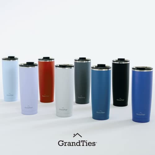 GRANDTIES Insulated Coffee Tumbler Cup w/Tritan Lid | Leak Proof, Reusable, Double Walled Vacuum Stainless Steel Water Bottle Travel Mug | Thermal Cups for Hot and Cold Drinks | 20oz | Midnight Black