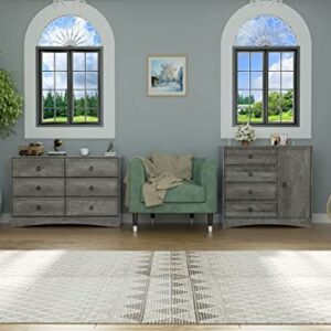 Modern 4 Drawer Dresser Adjustable Shelves, Tall Chest of Closet Organizers and Storage for Clothes - Easy Pulls, Textured Borders for Bedroom, Hallway, Living Room, Office, Gray