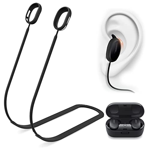 Miimall Lanyard Compatible for Bose QuietComfort Earbuds Strap, [Anti-Lost][Soft Silicone] Straps for Bose QuietComfort Earbuds (Black)