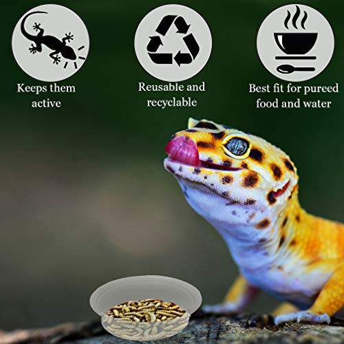 SunGrow Gecko Food and Water Containers, Reusable, Recyclable, Disposable Cups, 0.5 oz Capacity, Fits Various Reptile Feeder, 50 Pcs