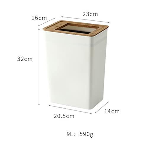 MagiDeal Bamboo Lid Rectangular Trash Can,Wastebasket, Durable Anti Skid Garbage Container Bin for Outdoor, Large