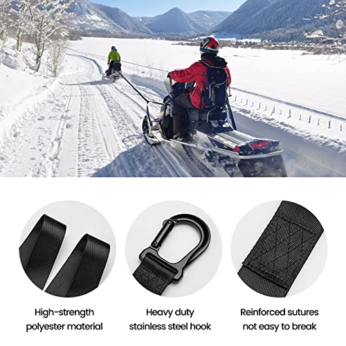 Botepon Snowmobile Tow Strap with Hook, Tow Rope, Quick Hook Up and Tow Easilly for Snowmobile, Sled, Skidoo or ATV, Snowmobile Accessories, Snowmobile Safety Kit(10 feet)