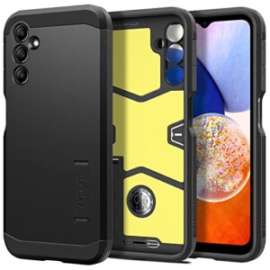 spigen tough armor galaxy a14 5g case (2023) - black, shock-absorbent & kickstand