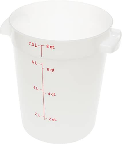 Carlisle FoodService Products CFS StorPlus Plastic Round Food Storage Container, 8 Quart, White, (Pack of 12)