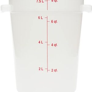 Carlisle FoodService Products CFS StorPlus Plastic Round Food Storage Container, 8 Quart, White, (Pack of 12)