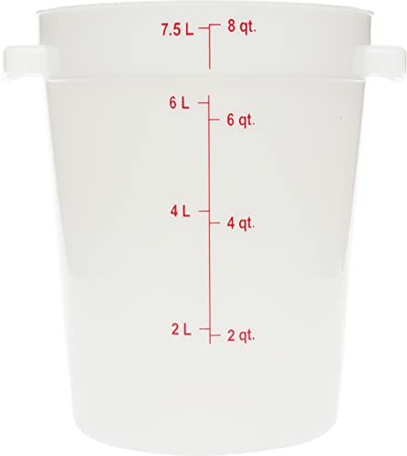 Carlisle FoodService Products CFS StorPlus Plastic Round Food Storage Container, 8 Quart, White, (Pack of 12)