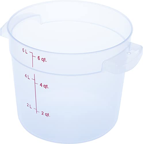 Carlisle FoodService Products CFS StorPlus Plastic Round Food Storage Container, 6 Quart, Clear, (Pack of 12)