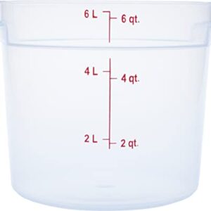 Carlisle FoodService Products CFS StorPlus Plastic Round Food Storage Container, 6 Quart, Clear, (Pack of 12)