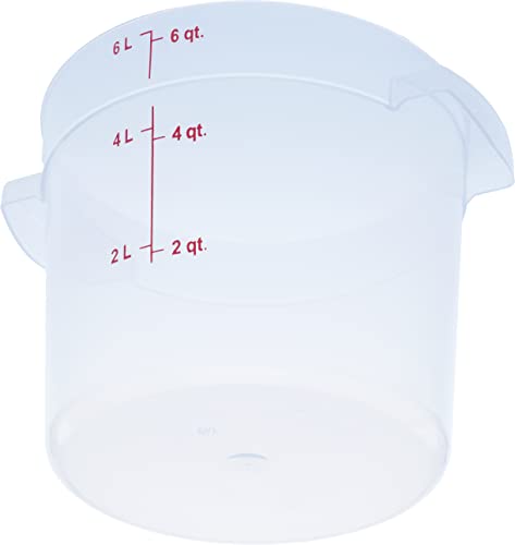 Carlisle FoodService Products CFS StorPlus Plastic Round Food Storage Container, 6 Quart, Clear, (Pack of 12)