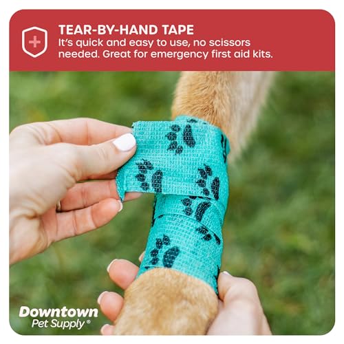 Cohesive Vet Wrap for Dogs, Self Adhesive Bandages in Bulk, Pet Cat Wound Care, Gauss Bandage for Horses by Downtown Pet Supply (Rainbow Camo, 10 Pack)