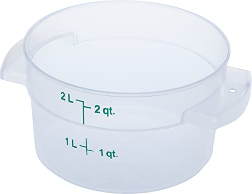 Carlisle FoodService Products StorPlus Plastic Round Food Storage Container, 2 Quart, Clear, (Pack of 12)