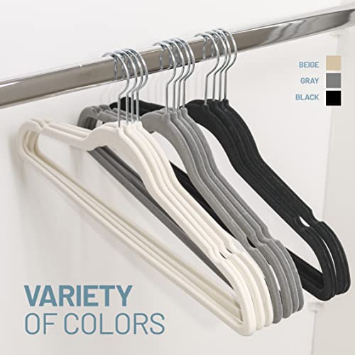 AWENN - Velvet Adults Clothes Hangers for Closet. Non Slip Men and Women Clothing Hangers with 360 Degrees Swivel Hook (Grey, 50 pcs)