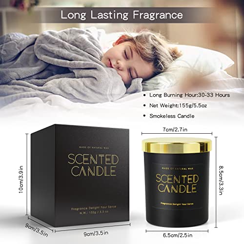 Candles for Home Scented, Teakwood & Tobacco Scented Candles Natural Soy Candles Candles for Men Women Candles Gifts for Women Black Candles Gifts Set Home Decorations