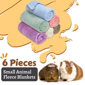 Tierecare 6Pcs Guinea Pig Blankets Small Animal Fleece Bedding Washable Cage Liner Ultra Soft Hedgehog Pad Sleep Mat Ferret Beds Cage Accessories for Rat