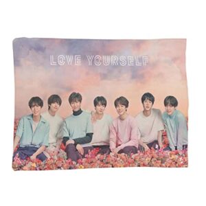 blanket korean star throw blanket idol singer anti-pilling flannel ultra soft cozy fleece boys fans merchandise for sofa bed girls adults gifts (50"x40")