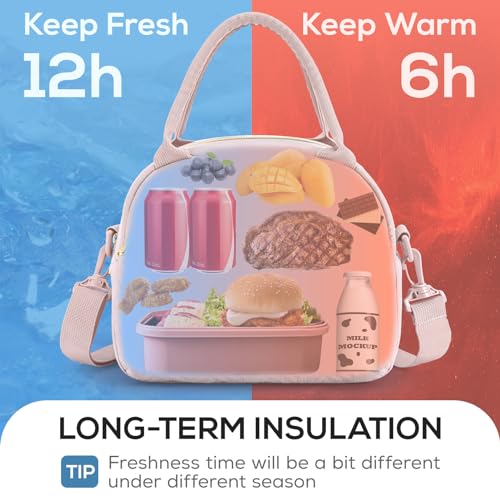 TOURIT Womens Lunch Bag Insulated Lunch Box Cute Lunch Bags for Women, Work, Picnic, Pink