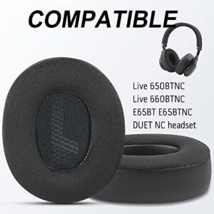 Replacement Ear Cushions for JBL Live 650/660BTNC E65BTNC Headphone, Ear Pads Headset Earpads with Noise Cancelling Memory Foam Leather Velour