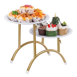 weiteshow 2 tier white gold 10 inch round cake stand, removable dessert and cupcake stand for holiday,wedding,birthday,party,baby shower,anniversary,ceremony,christmas