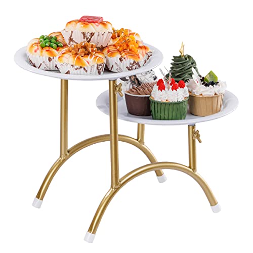 WeiteShow 2 Tier White Gold 10 Inch Round Cake Stand, Removable Dessert and Cupcake Stand for Holiday,Wedding,Birthday,Party,Baby Shower,Anniversary,Ceremony,Christmas